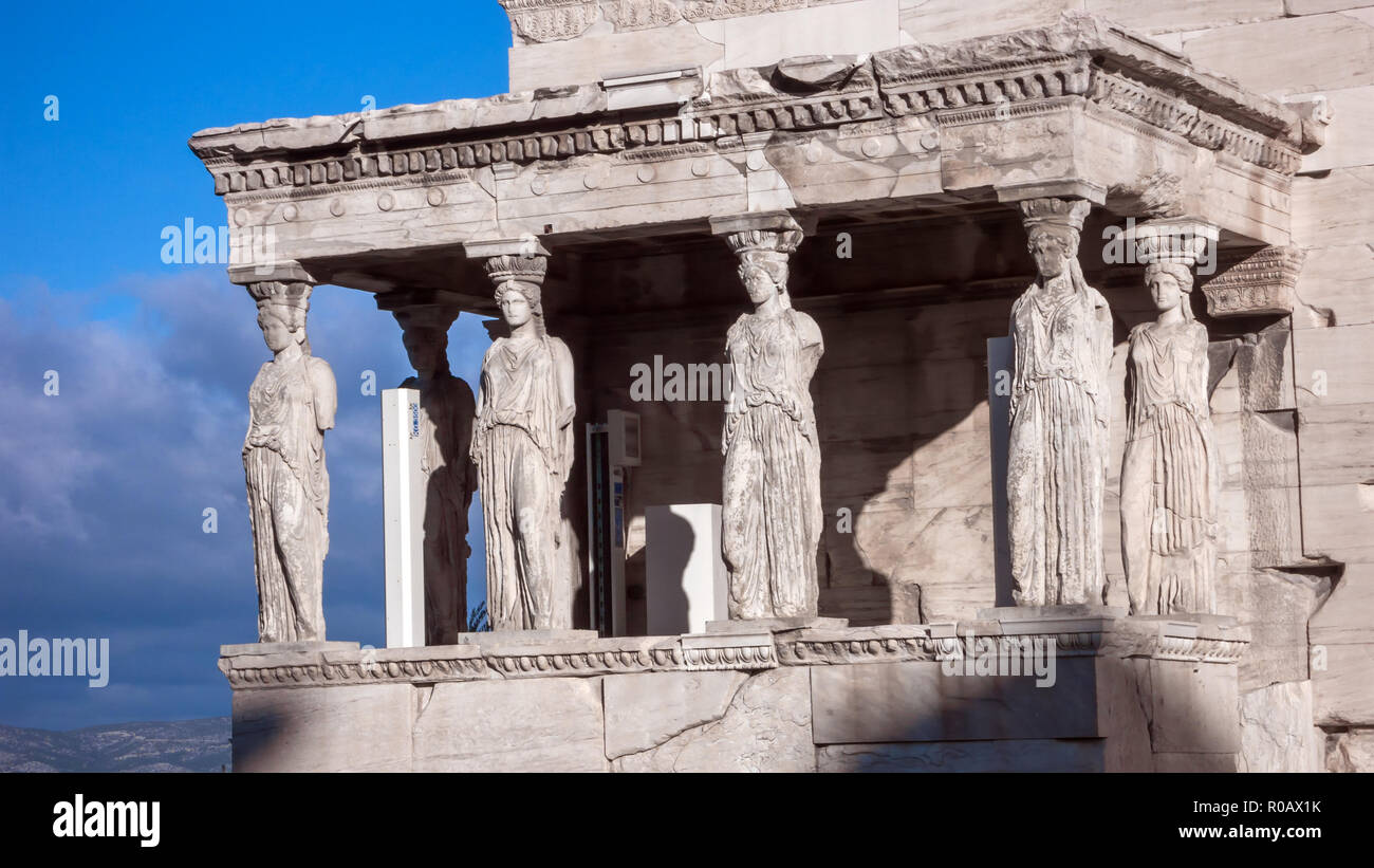 The Porch of the Caryatids in The Erechtheion an ancient Greek temple ...