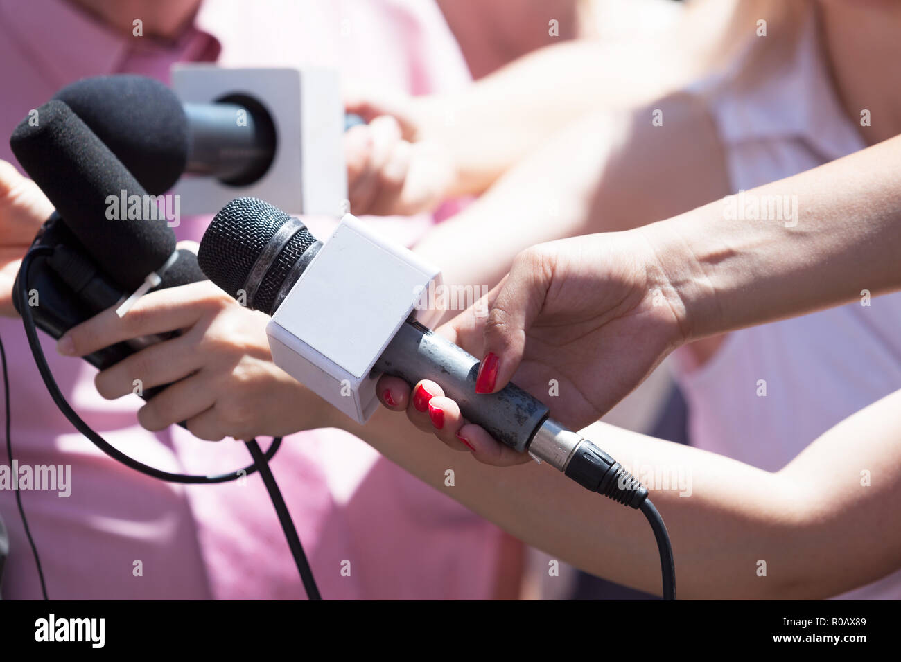 News conference. Media interview Stock Photo - Alamy