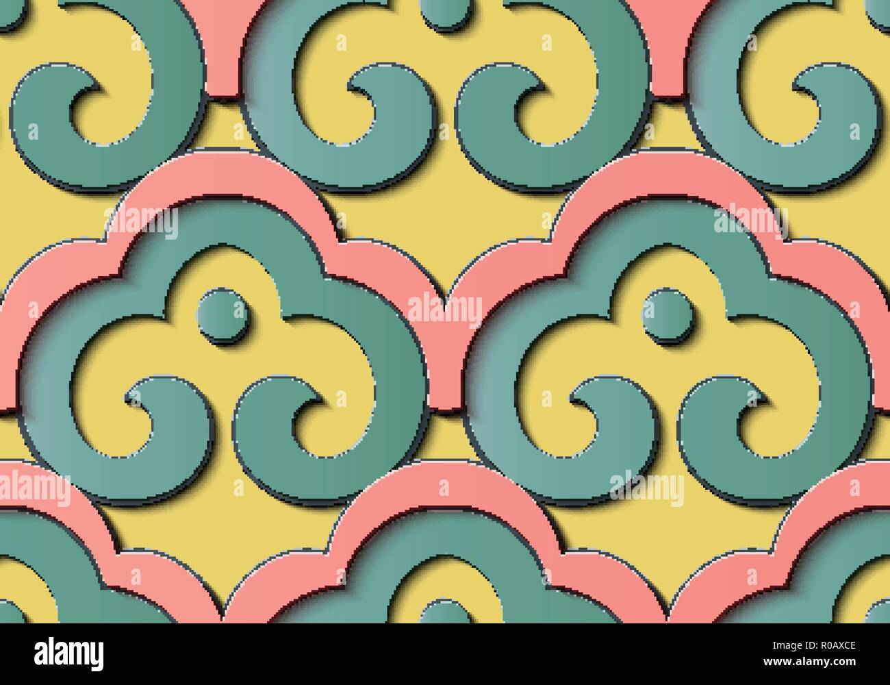 Seamless relief sculpture decoration retro pattern Chinese round curve ...