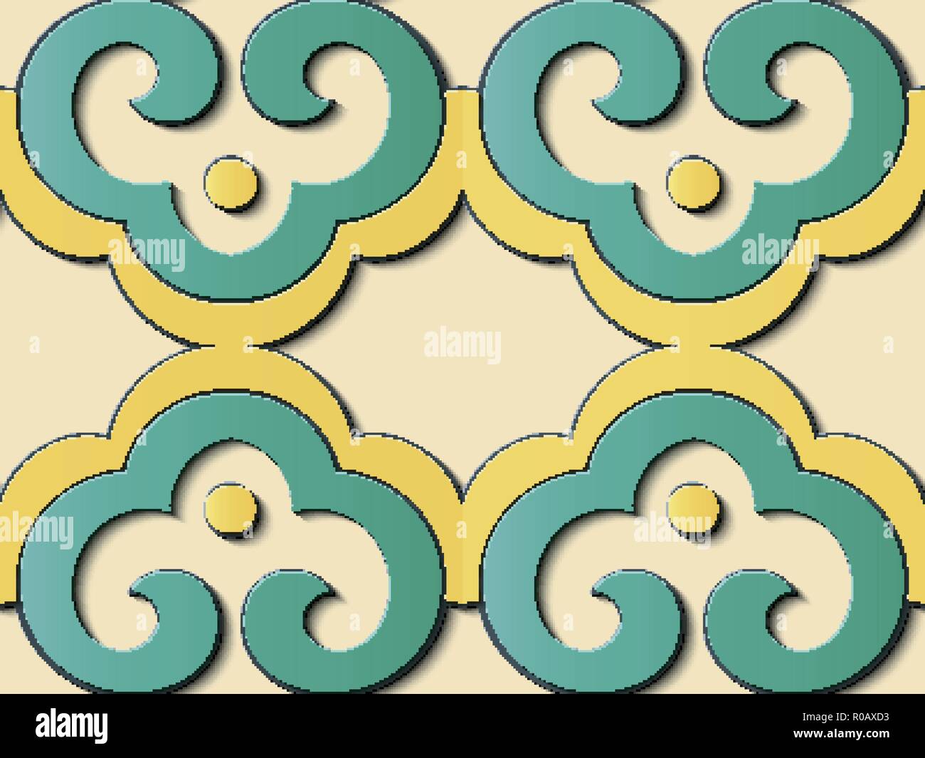 Seamless relief sculpture decoration retro pattern Chinese round curve ...