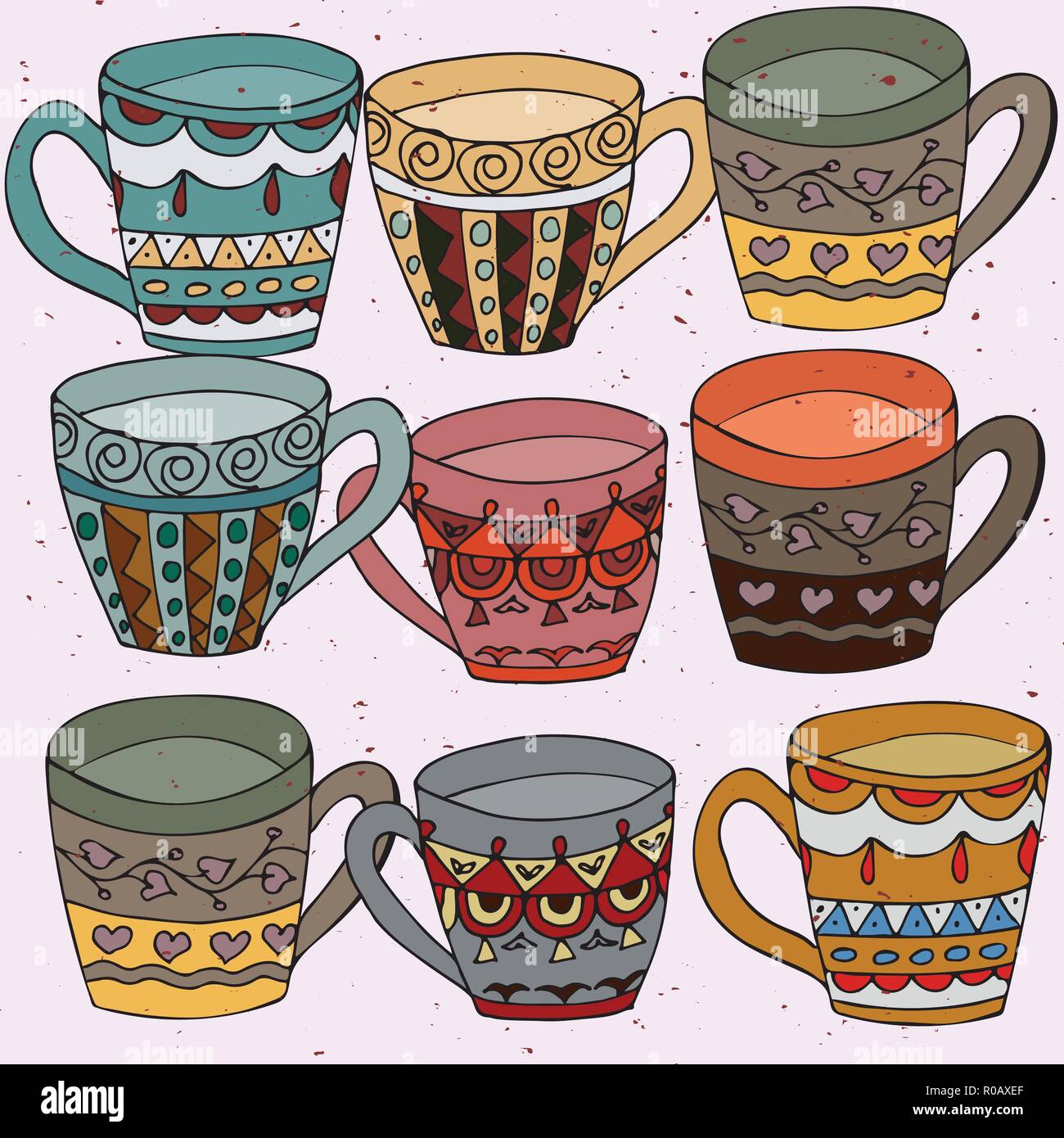 Tea cups set doodle illustration Stock Vector Image & Art - Alamy