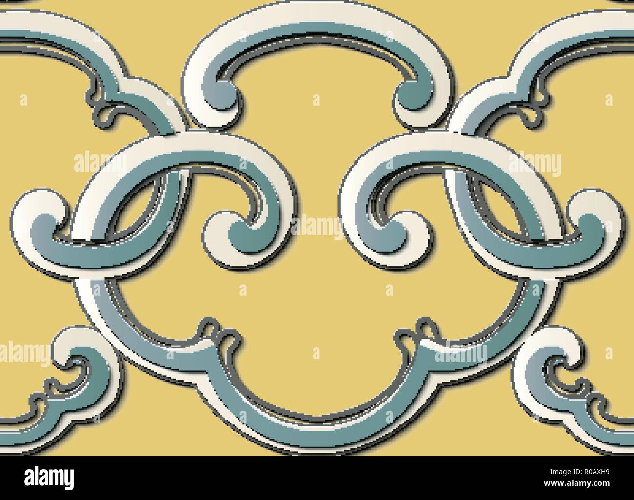 Seamless relief sculpture decoration retro pattern Chinese yellow royal ...
