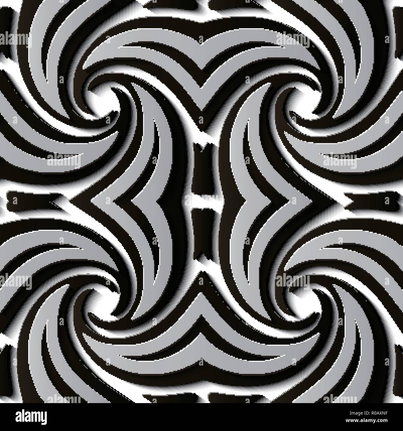 Seamless relief sculpture decoration retro pattern spiral vortex cross ...
