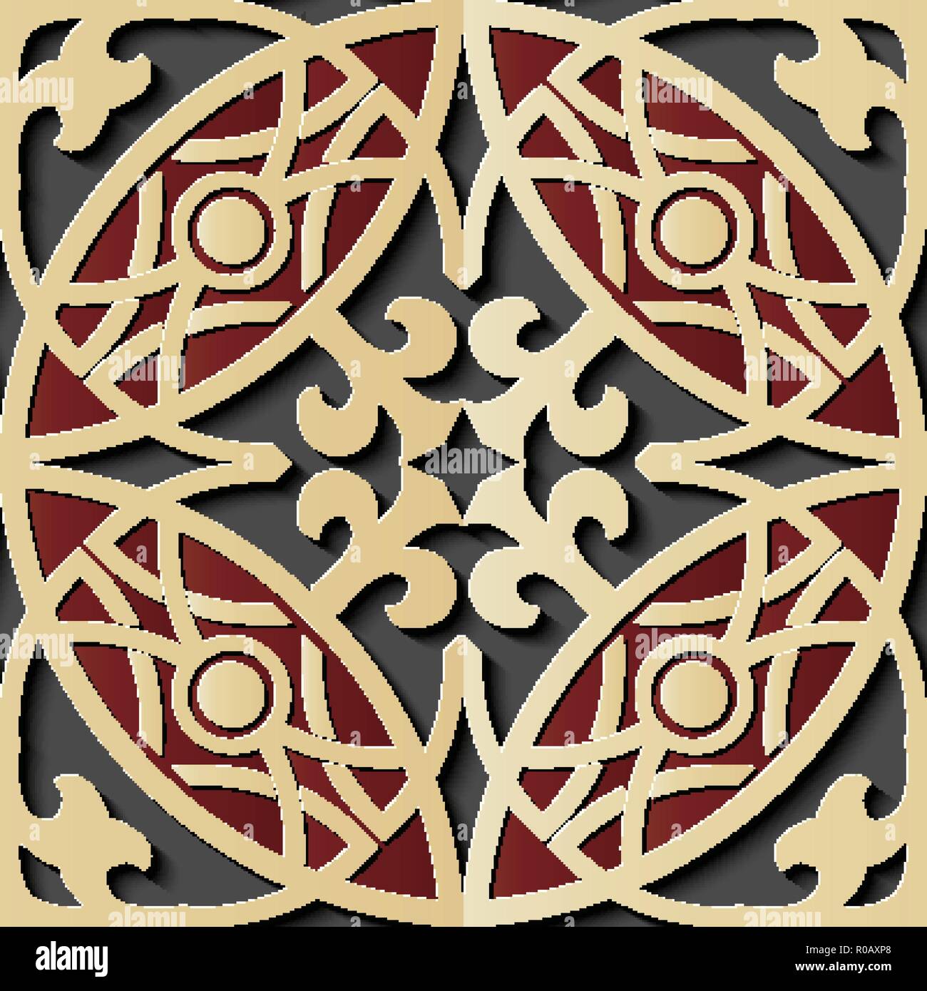 Seamless relief sculpture decoration retro pattern round curve cross ...