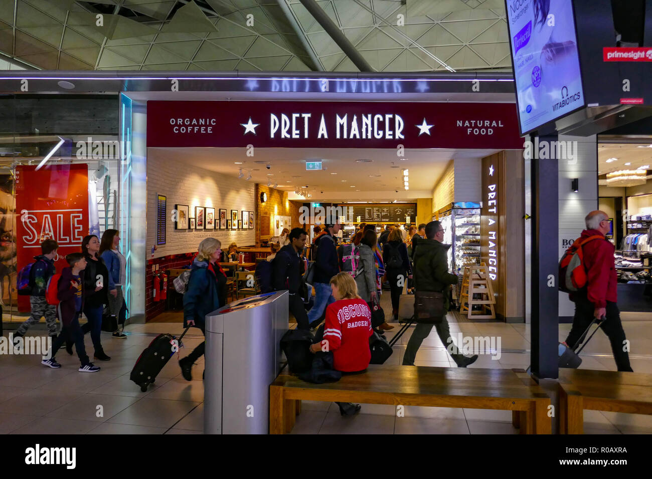 Pret a Manger Inside retail area Stansted airport, London, England, UK ...