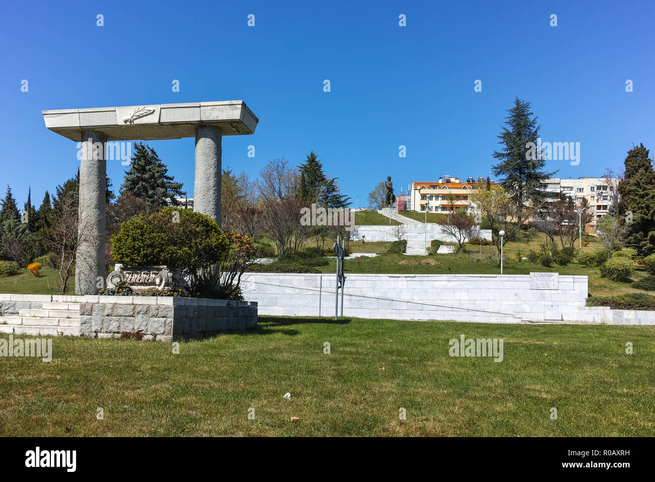 SANDANSKI, BULGARIA - APRIL 4, 2018: The statue of Spartacus in town of ...