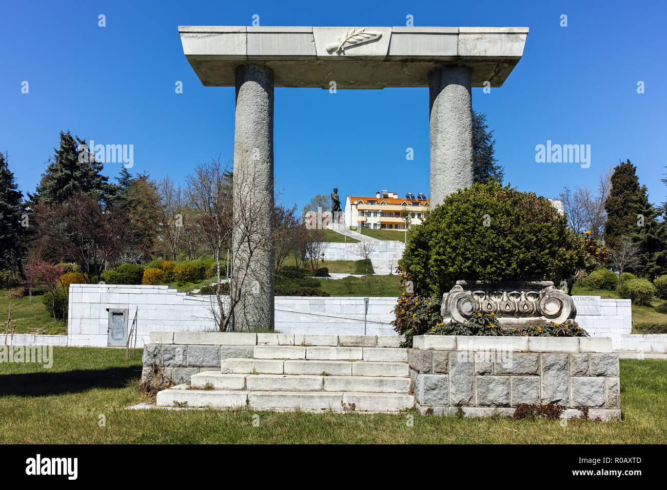 SANDANSKI, BULGARIA - APRIL 4, 2018: The statue of Spartacus in town of ...