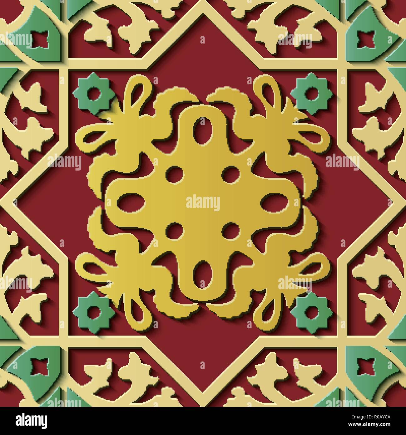 Seamless relief sculpture decoration retro pattern royal gold star ...