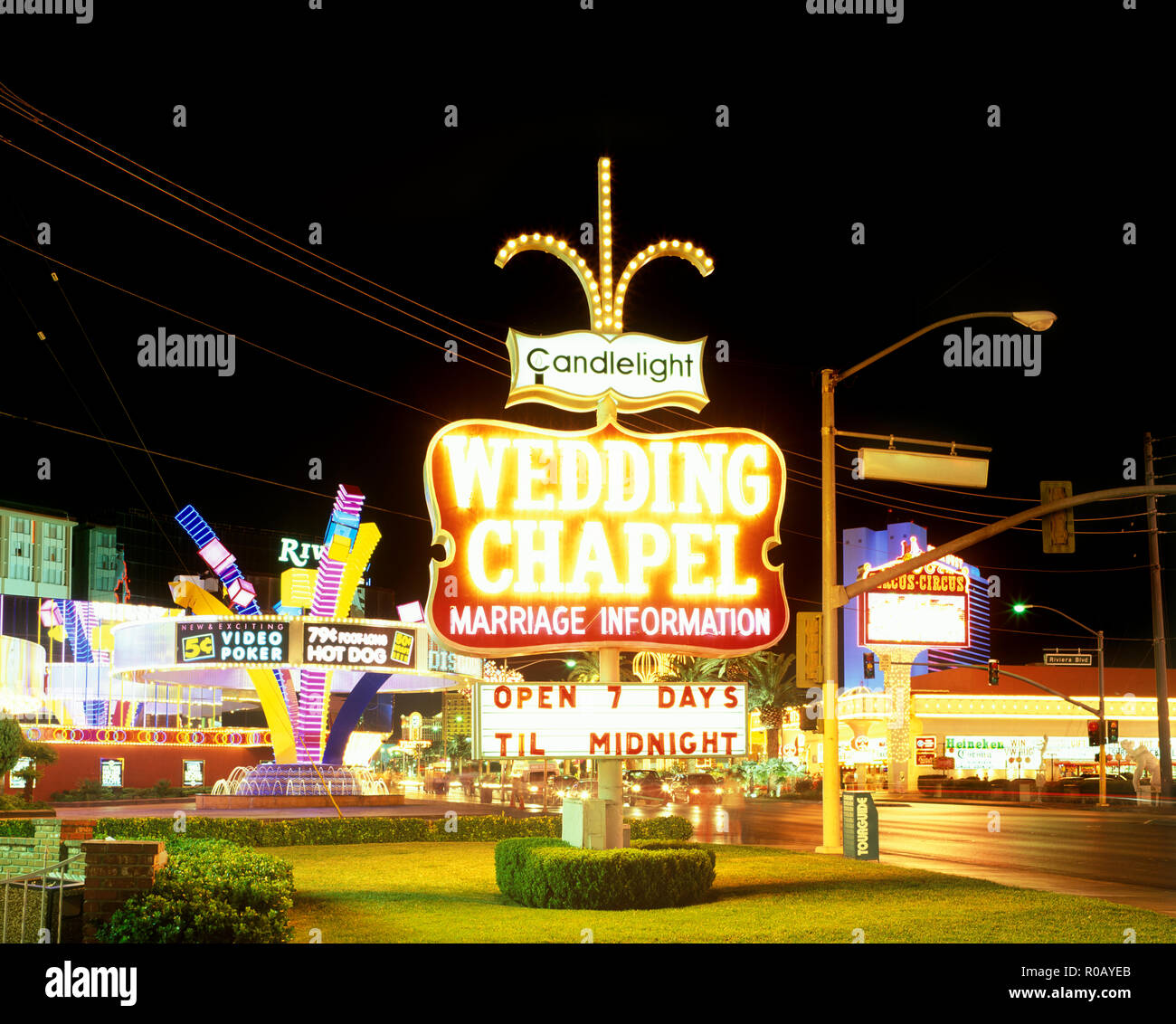 Wedding chapel neon sign hi-res stock photography and images - Alamy