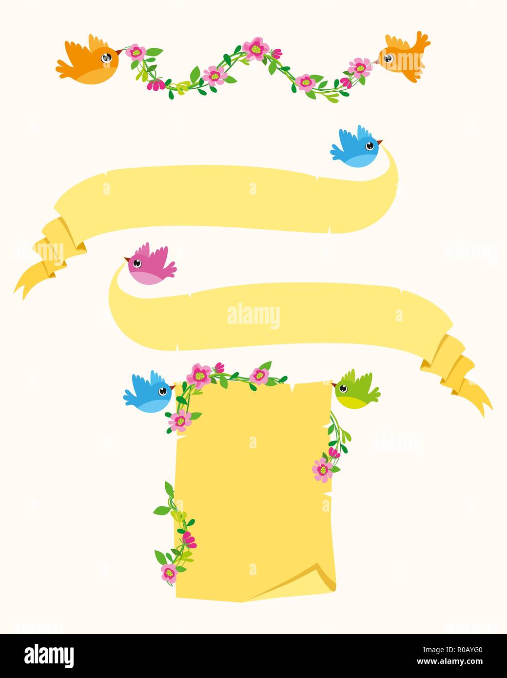 Flying birds with Banners Vector Set Stock Vector Image & Art - Alamy