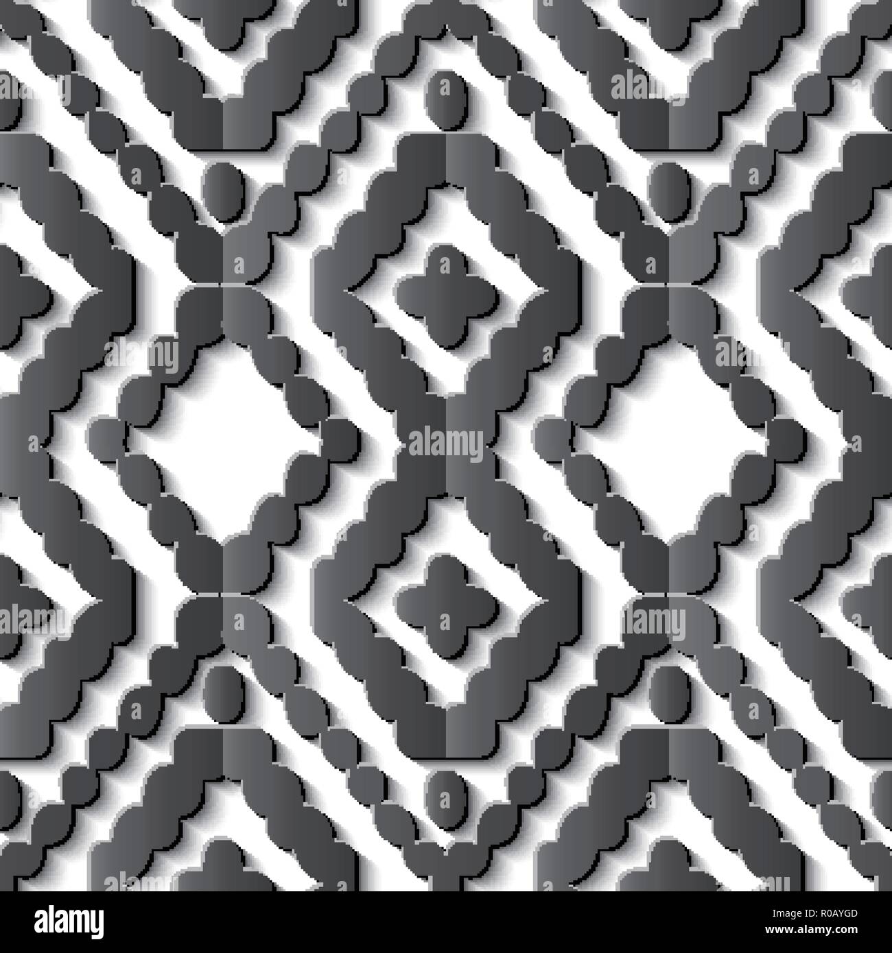 Seamless relief sculpture decoration retro pattern gray check diamond ...