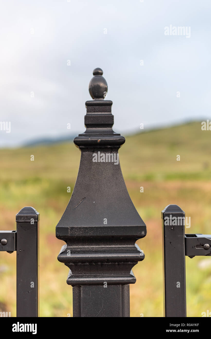 Detail of Spire on Metal Fence with wilderness in background Stock ...