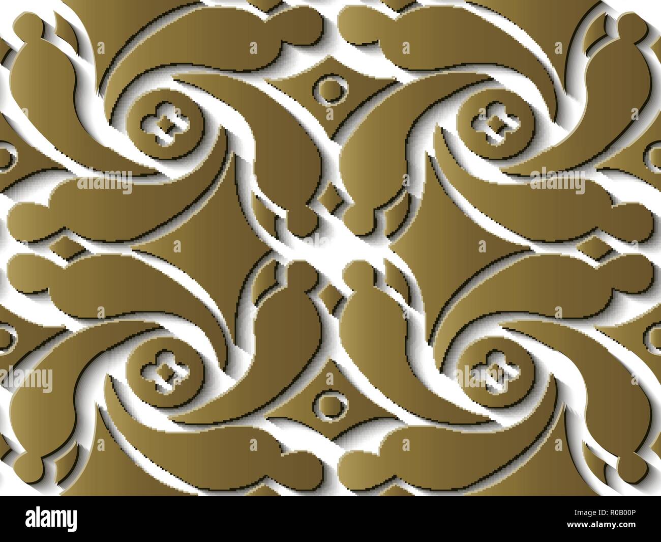 Seamless relief sculpture decoration retro pattern gold spiral vortex ...