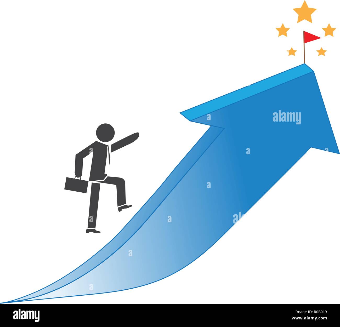 Businessman walking on arrow of success plan trendy up Stock Vector ...