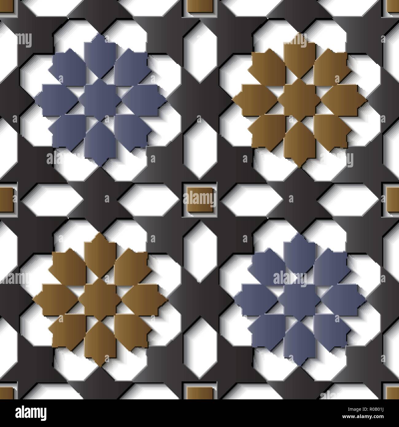 Seamless relief sculpture decoration retro pattern polygon geometry ...