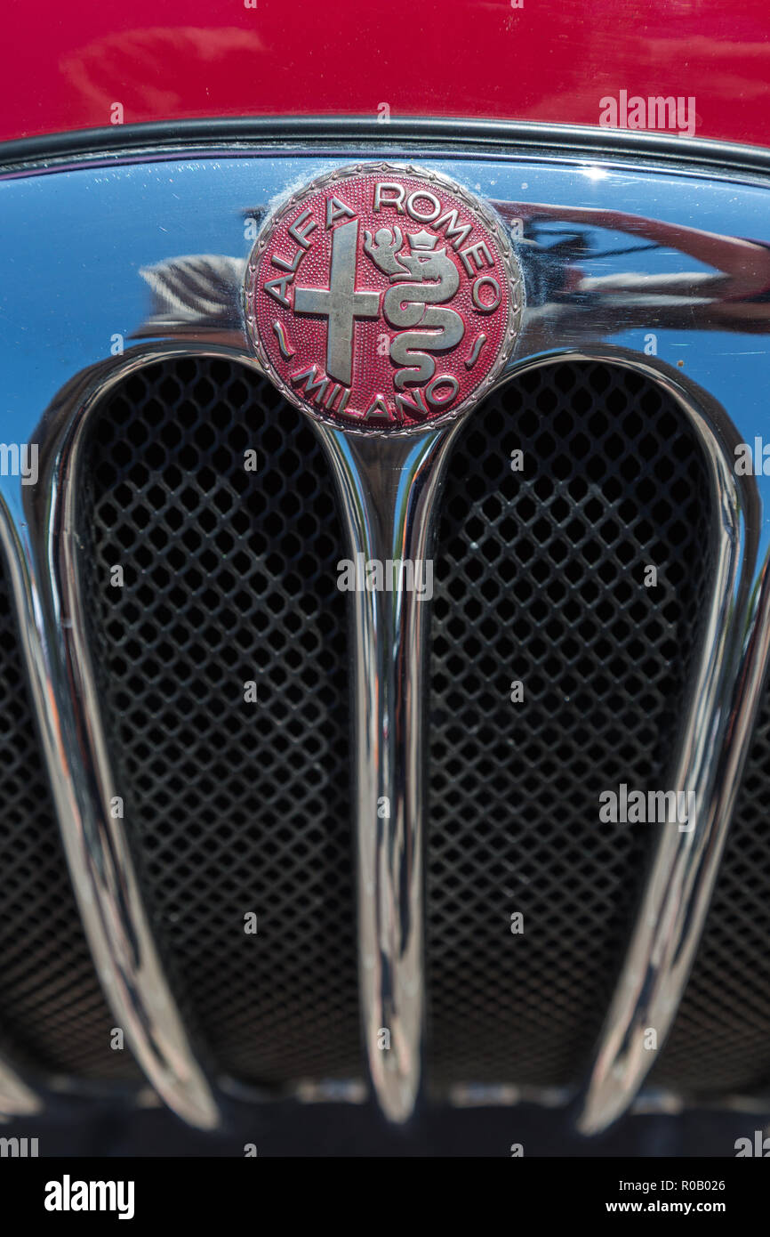 Close-up view of an Alfa Romeo vintage car Badge Stock Photo - Alamy