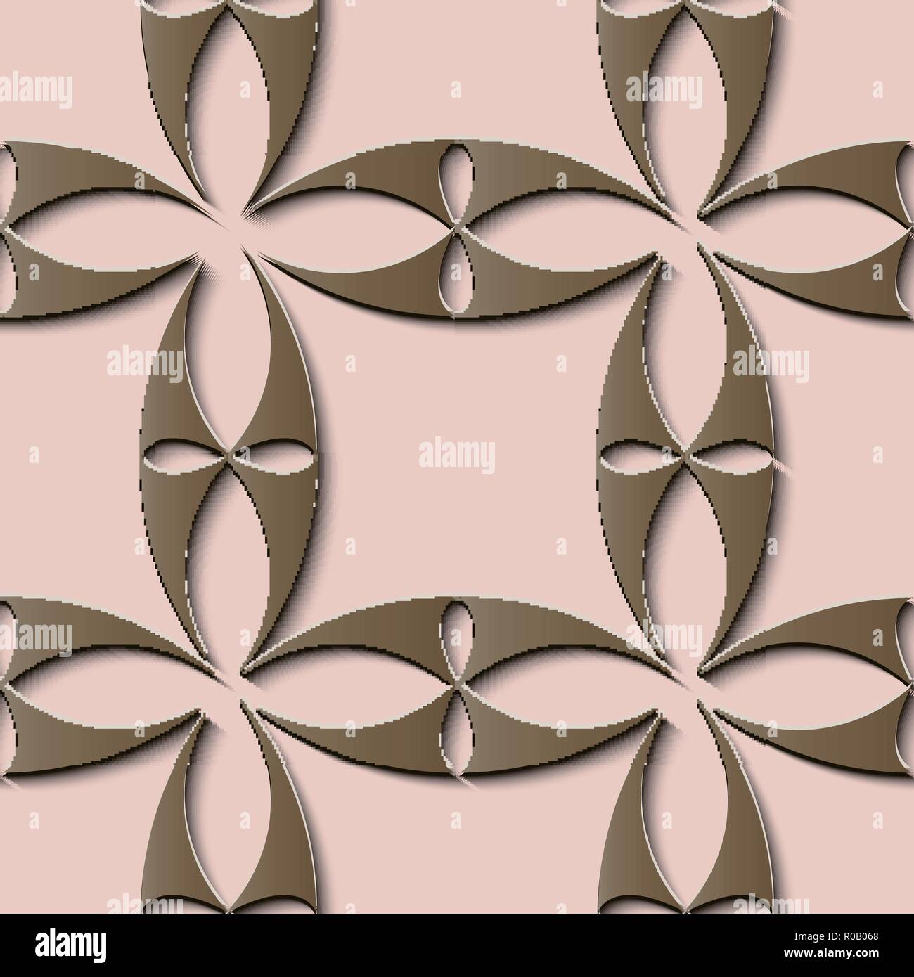 Seamless relief sculpture decoration retro pattern curve cross geometry ...