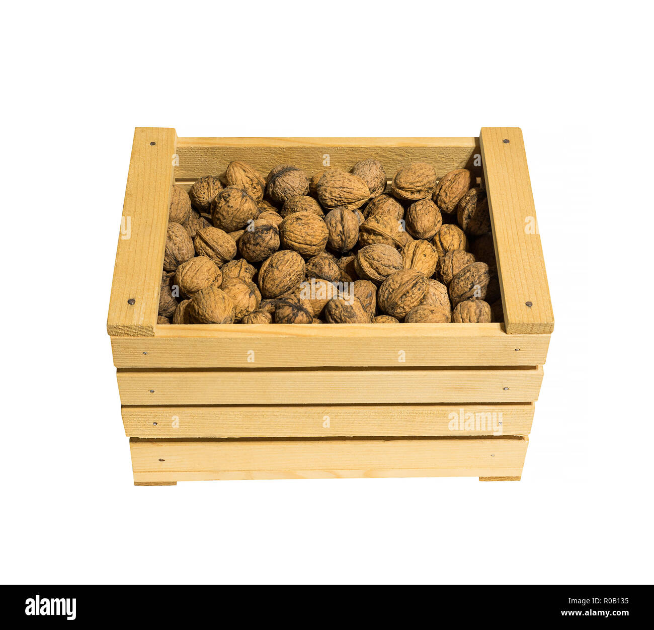 Wooden basket full walnuts hi-res stock photography and images - Alamy