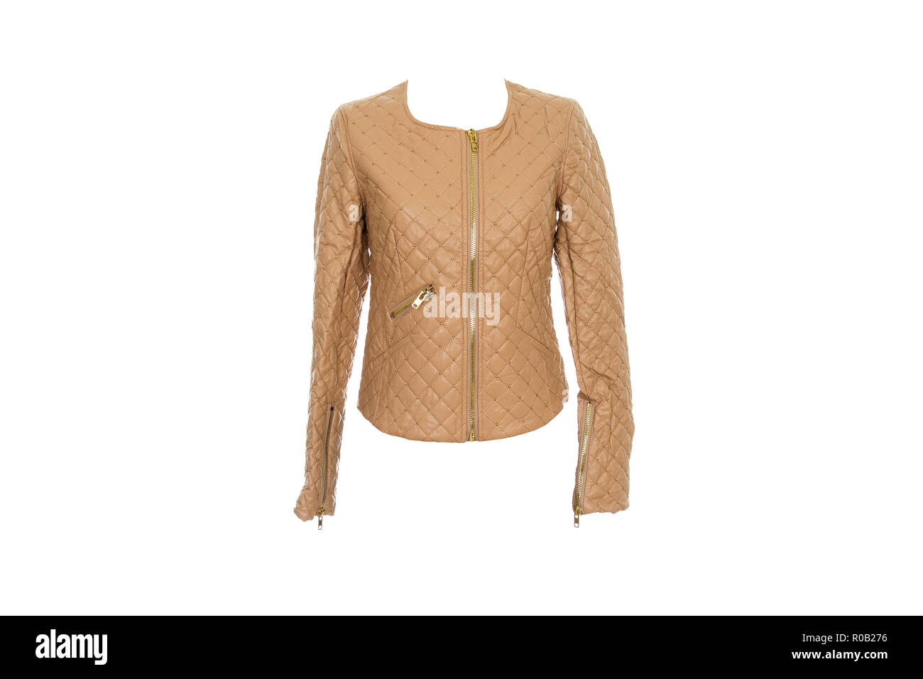 light brown leatherette Jacket on white isolated on white background ...