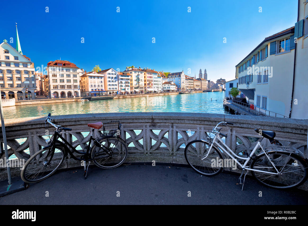 Zurich waterfront landmarks autumn colorful view, largest city in ...