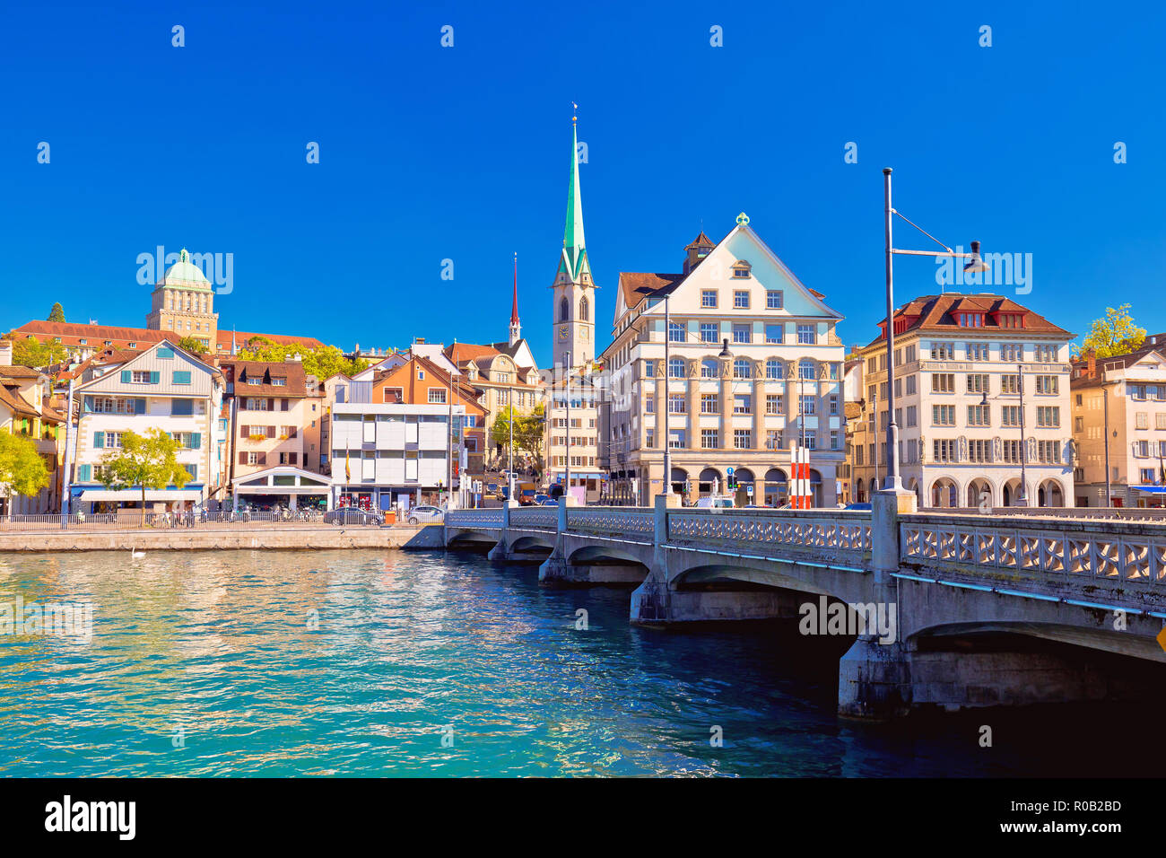 Zurich waterfront landmarks autumn colorful view, largest city in ...