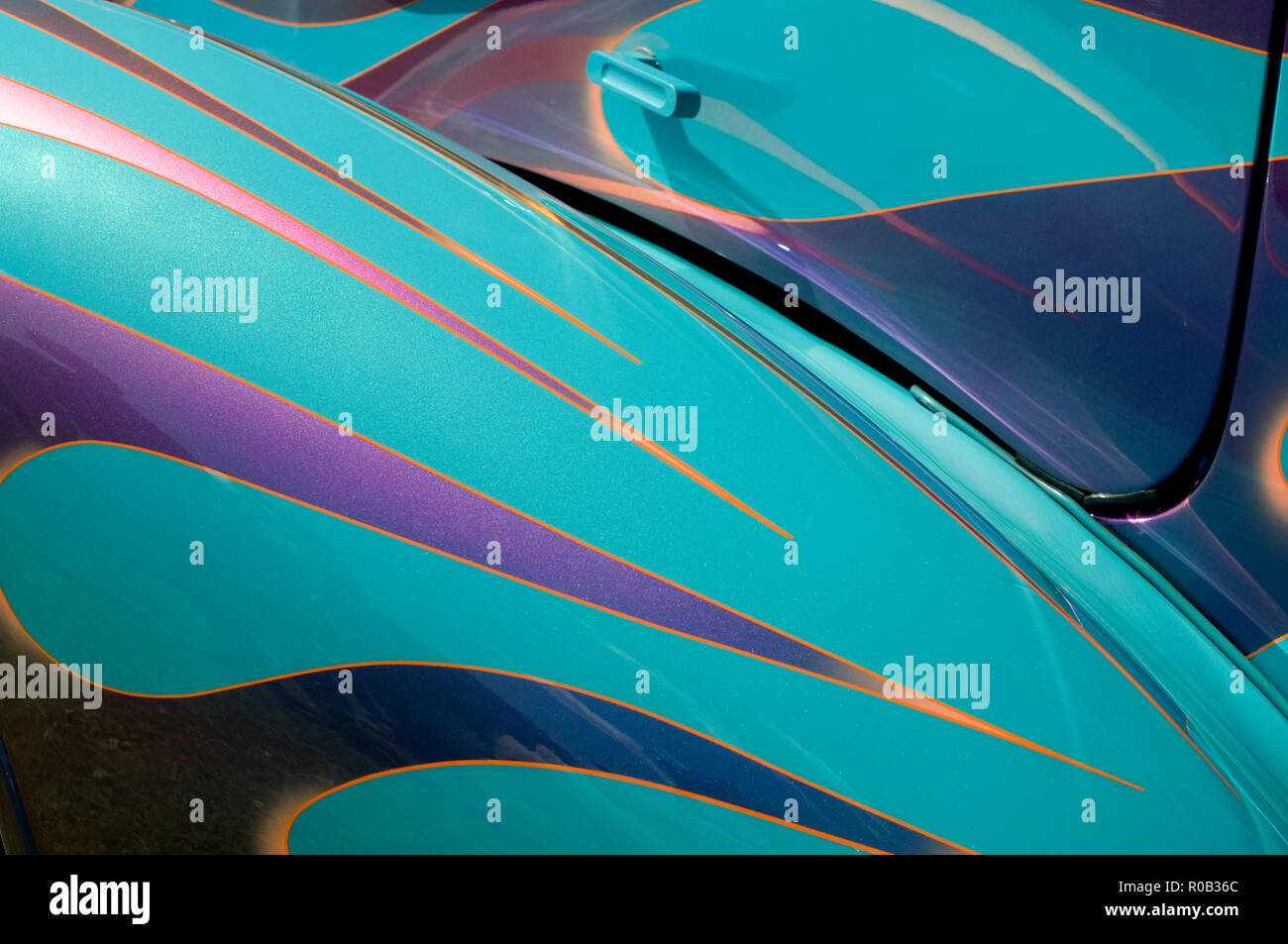 Beautiful Colorful Flame Paint on Hot-Rod Vehicle in Blue and Purple ...