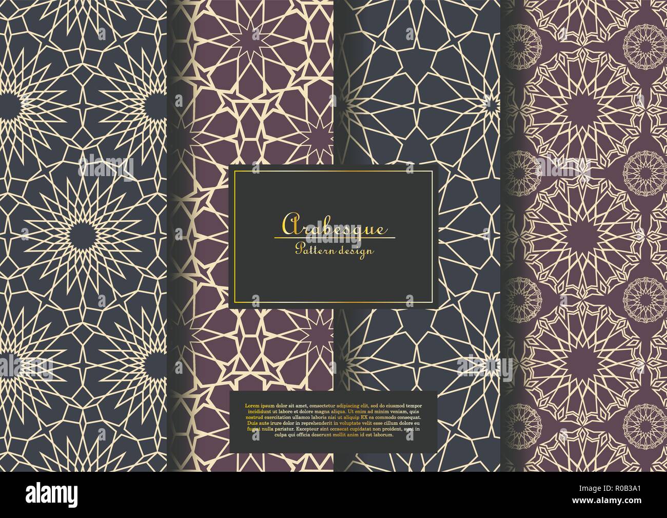 Arabesque pattern background set vector design, inclusive of pattern ...