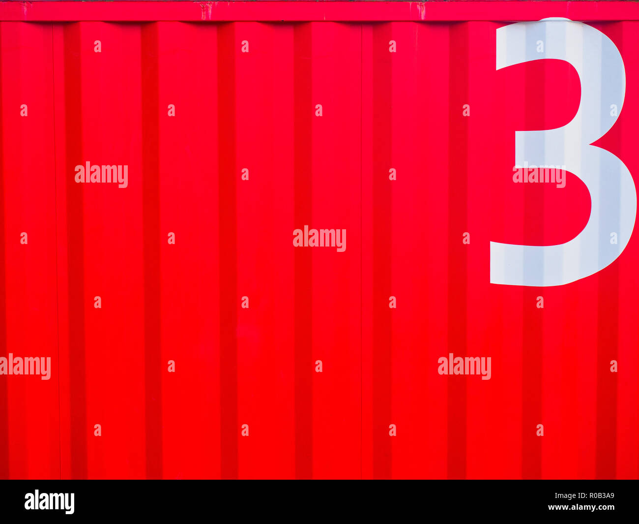 Number 3 On A Red Shipping Container Stock Photo - Alamy
