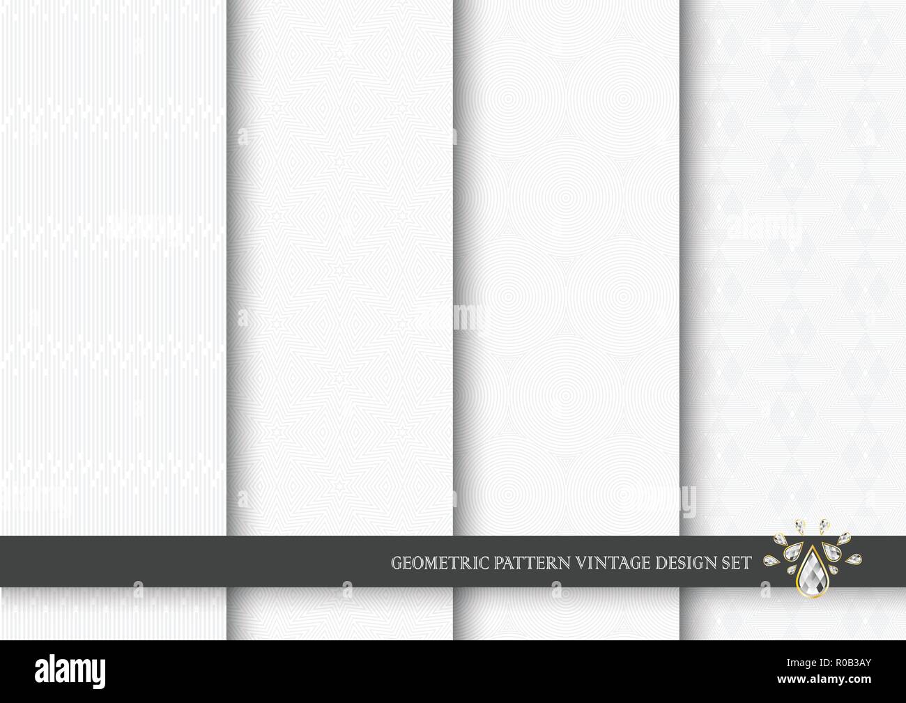 Geometric white pattern background set vector design, inclusive of ...
