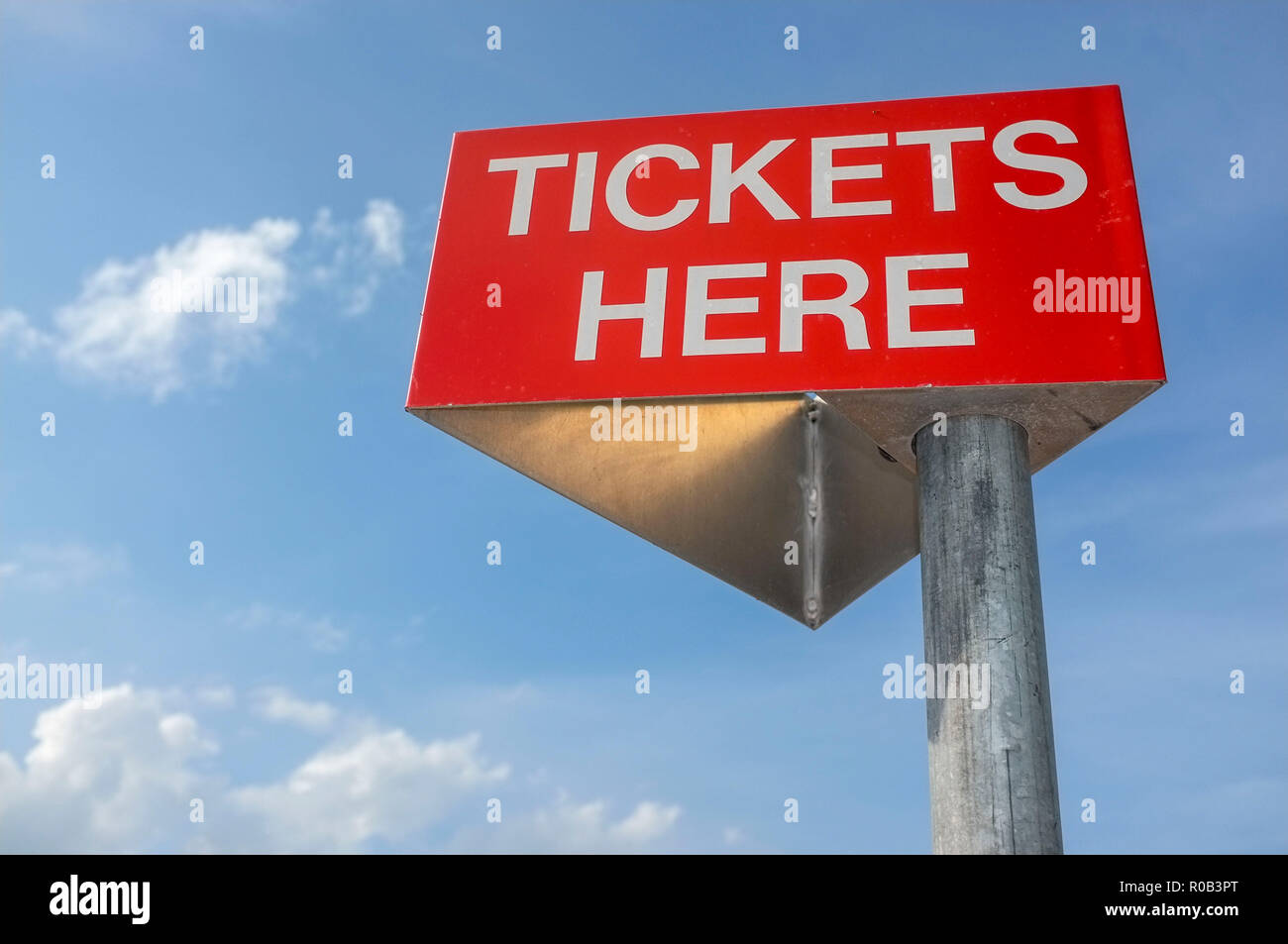 Tickets Here sign to indicate the ticket station on a public parking ...