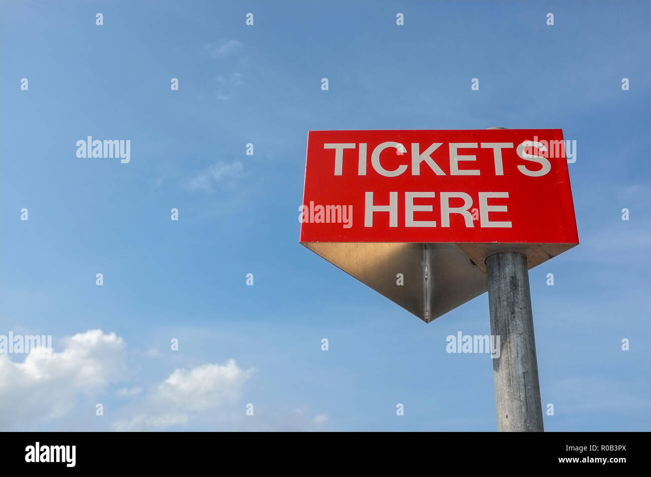 Tickets Here sign to indicate the ticket station on a public parking ...