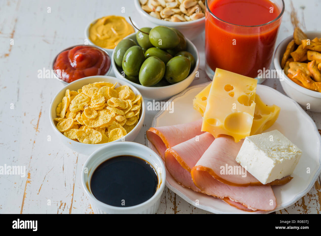 Foods high in salt hi-res stock photography and images - Alamy