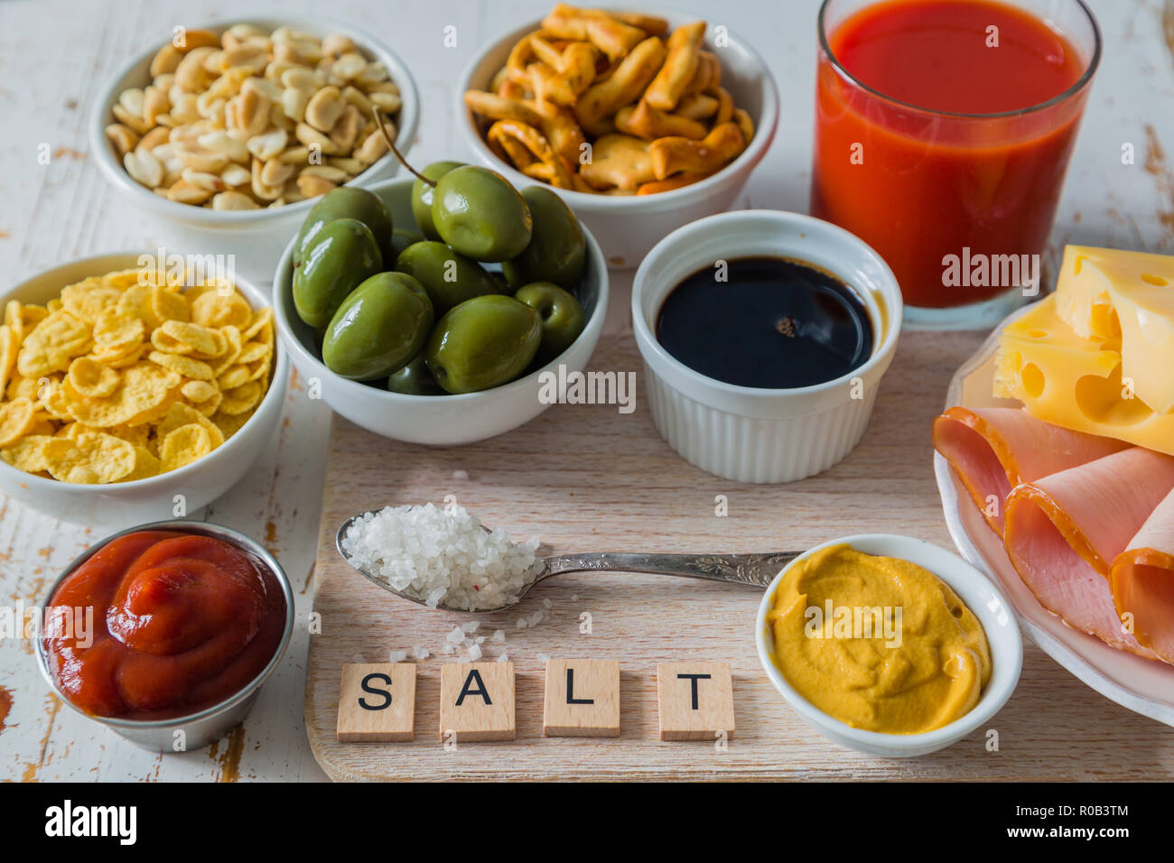 Foods high in salt hi-res stock photography and images - Alamy