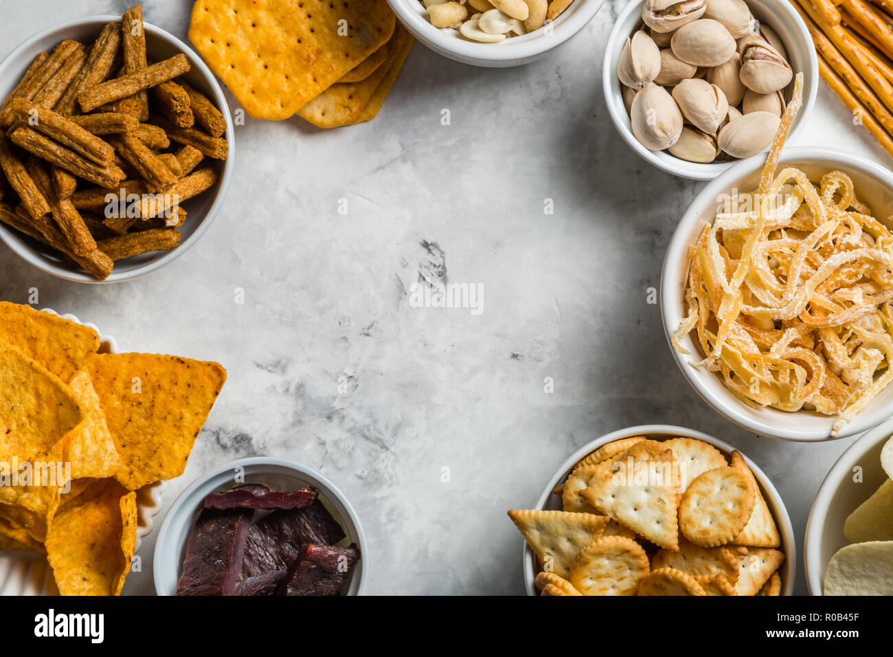 Different salty snacks in hi-res stock photography and images - Alamy