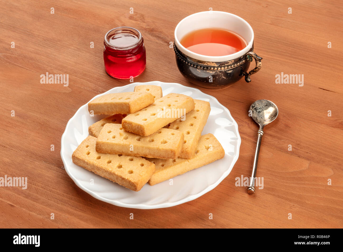 A photo of Scottish shortbreads, butter cookies on a rustic background ...