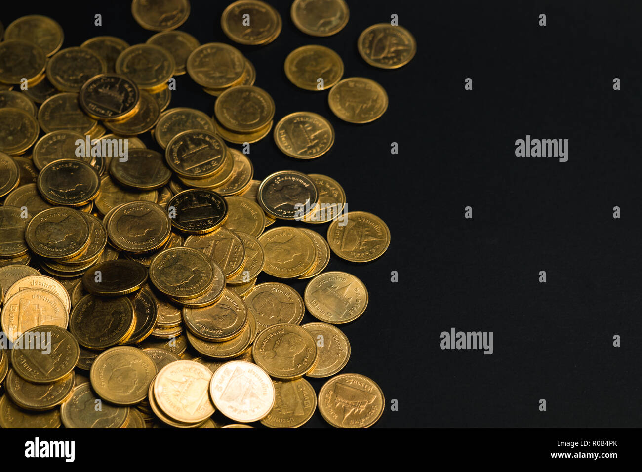 Savings, increasing columns of coins, piles of coins arranged as a ...