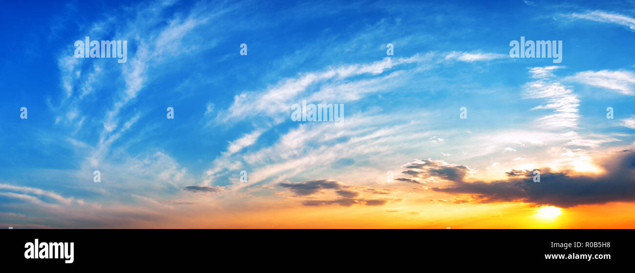 Panoramic sunset sky cloudscape Stock Photo - Alamy