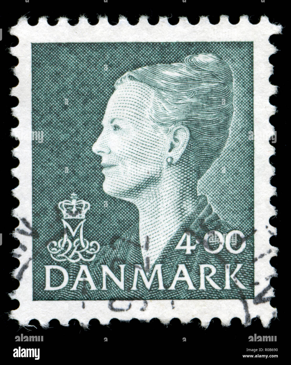 Postmarked stamp from the Denmark in the Queen Margrethe II serie 4 ...
