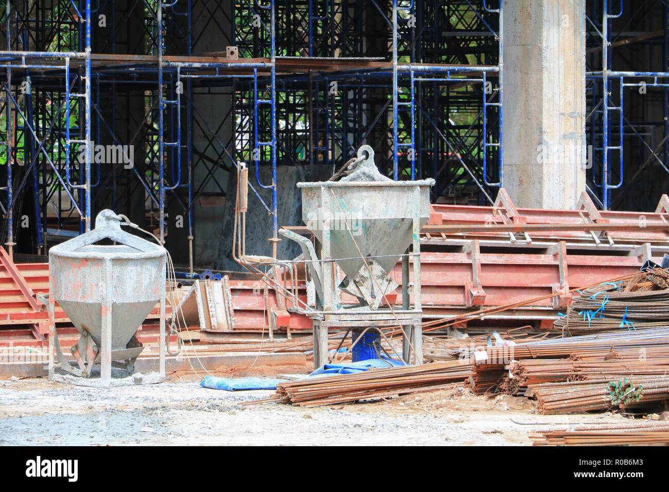 concrete bucket mixer container cement construction in building site ...