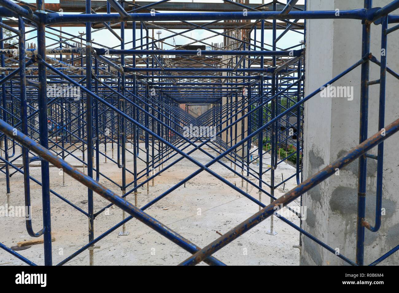 work construction and scaffold in site workplace building Stock Photo ...