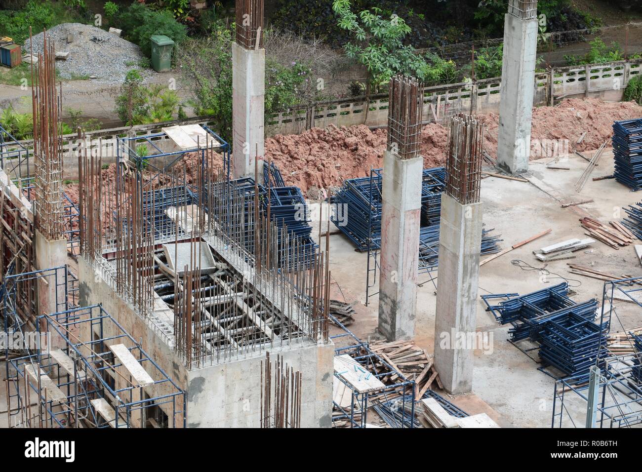 work construction in building site workplace top view Stock Photo - Alamy