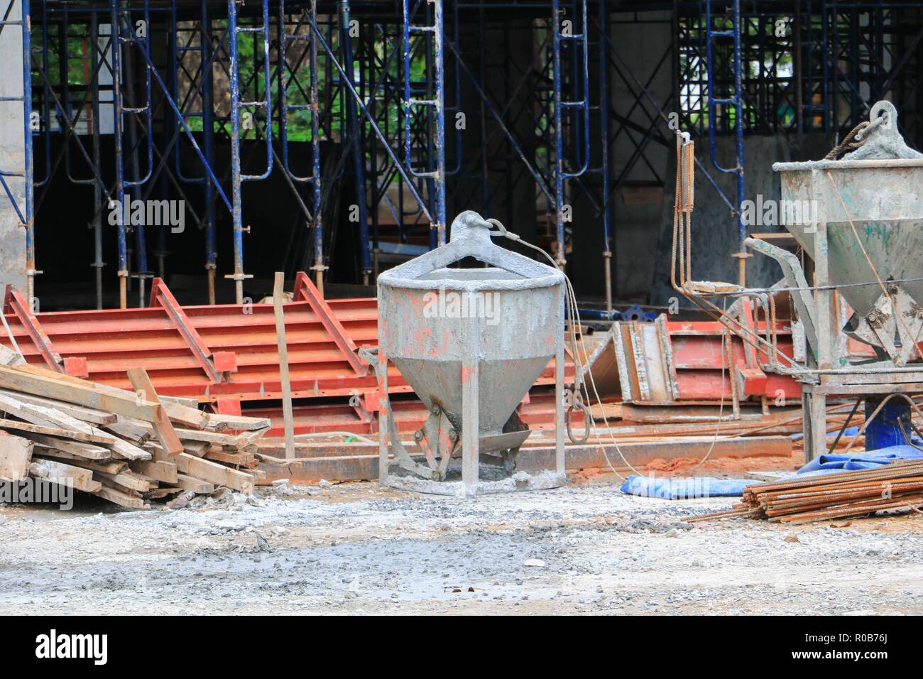 concrete bucket mixer container cement construction in building site ...
