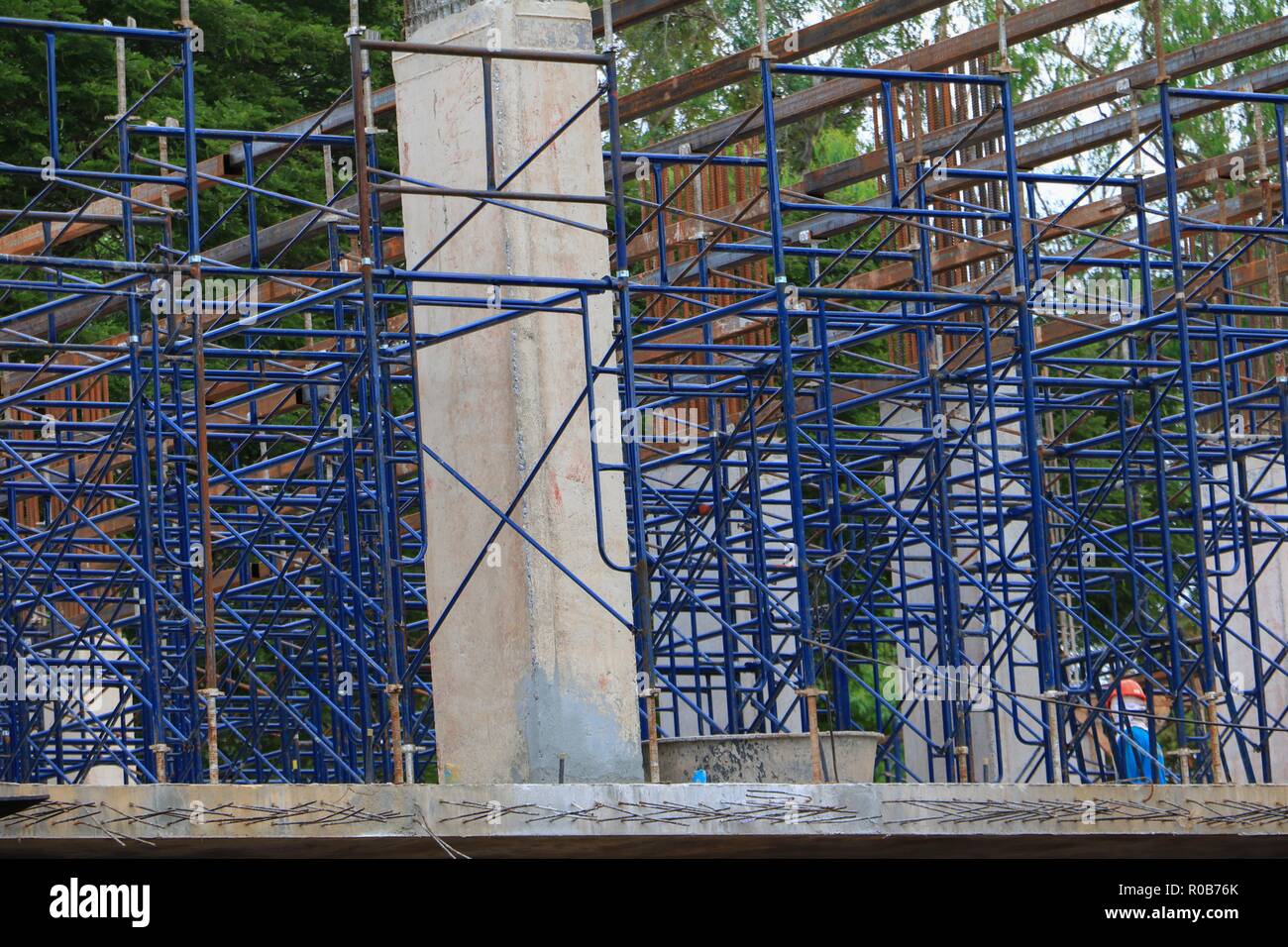 work construction and scaffold in site workplace building Stock Photo ...