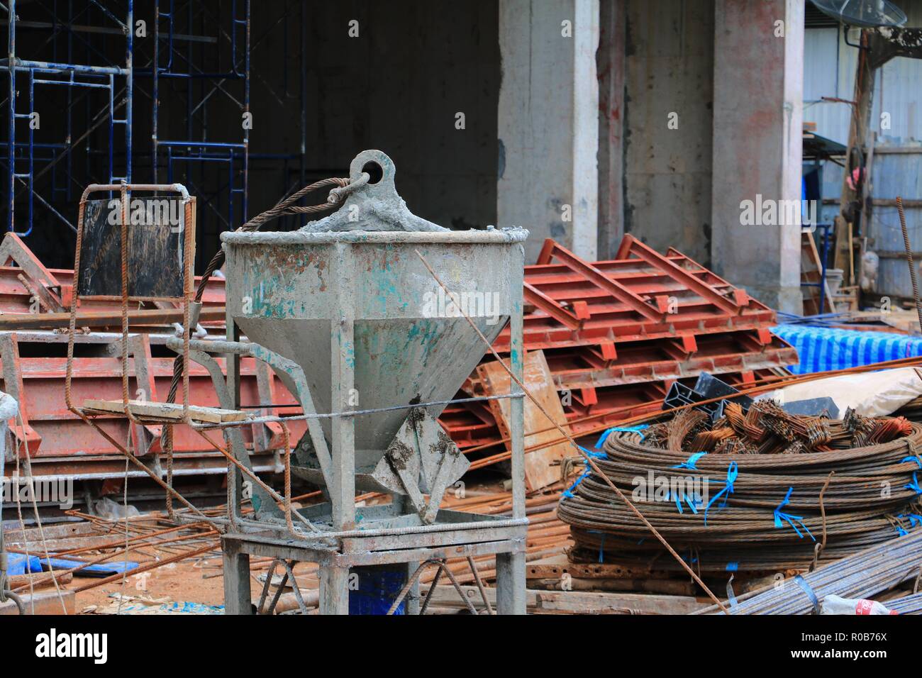 concrete bucket mixer container cement construction in building site ...