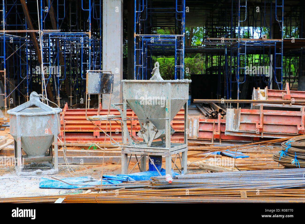 concrete bucket mixer container cement construction in building site ...