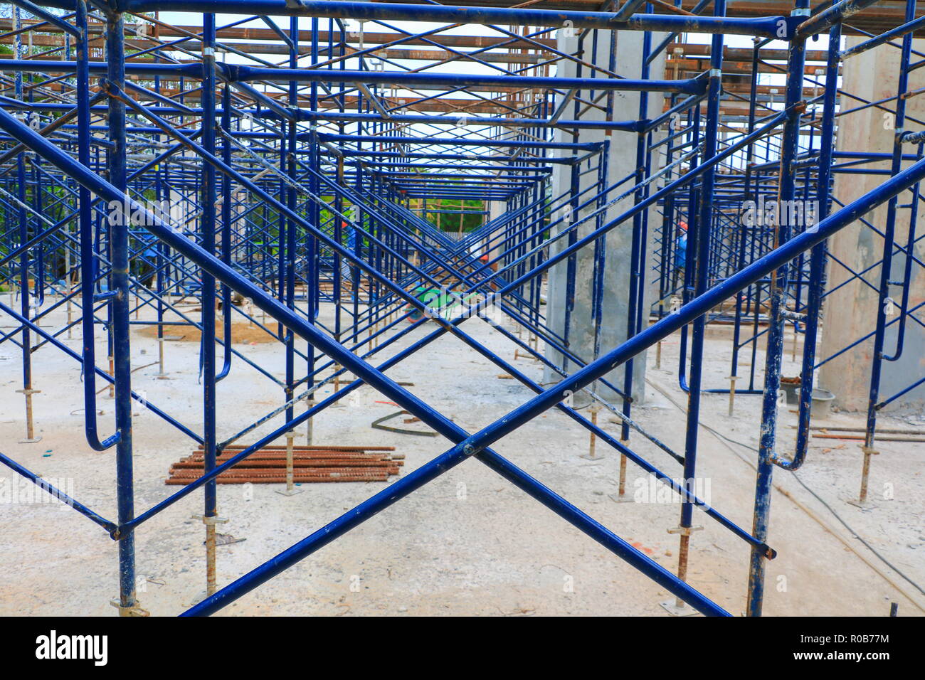 work construction and scaffold in site workplace building Stock Photo ...