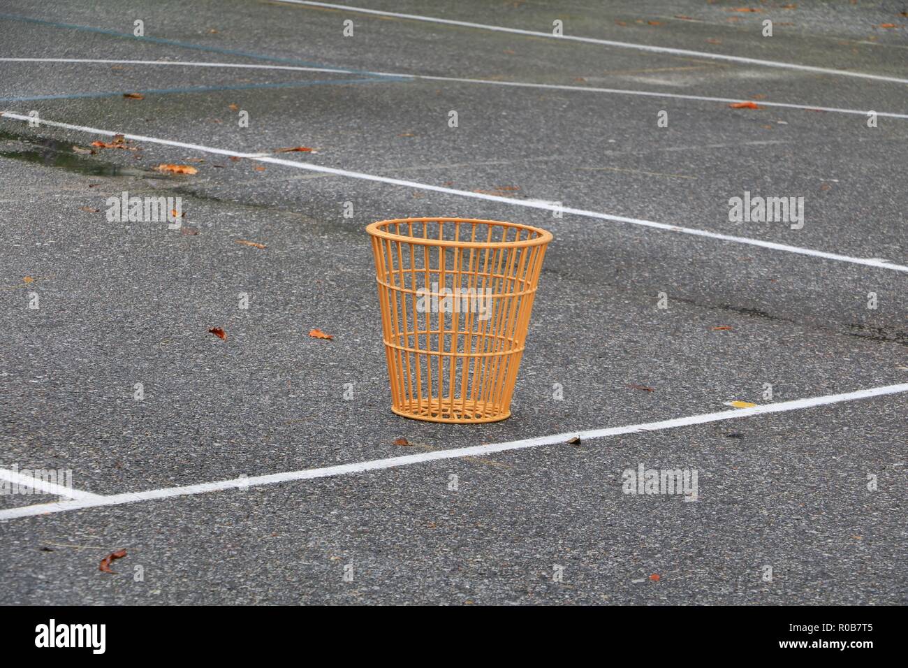 basket for playing chairball game wet field asphalt Stock Photo - Alamy
