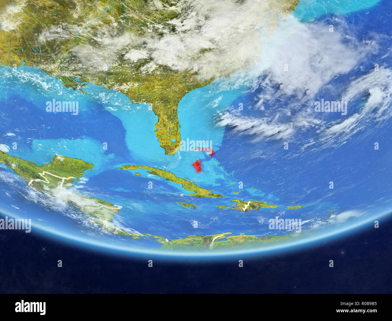 Bahamas on realistic model of planet Earth with country borders and ...