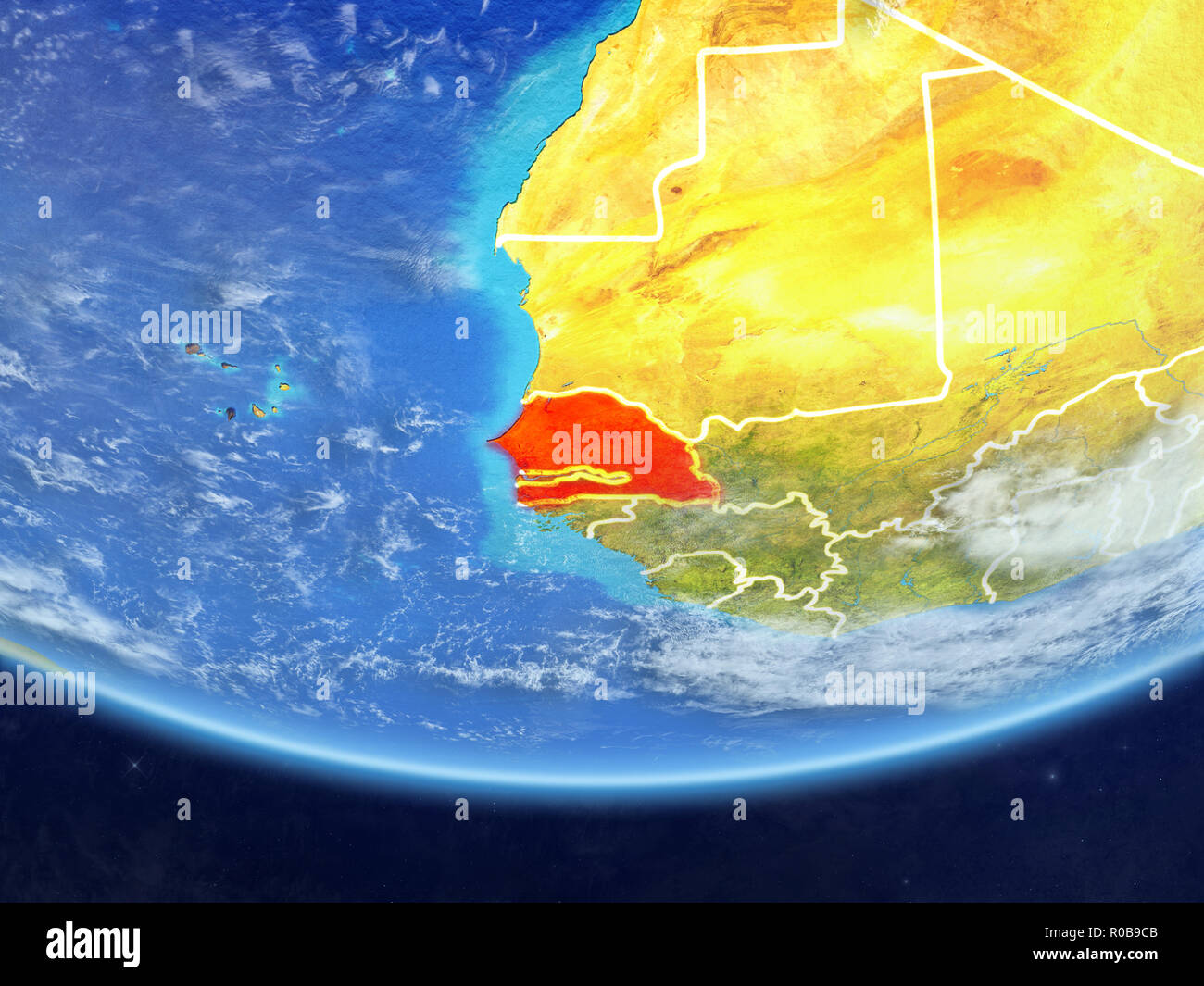 Senegal on realistic model of planet Earth with country borders and ...