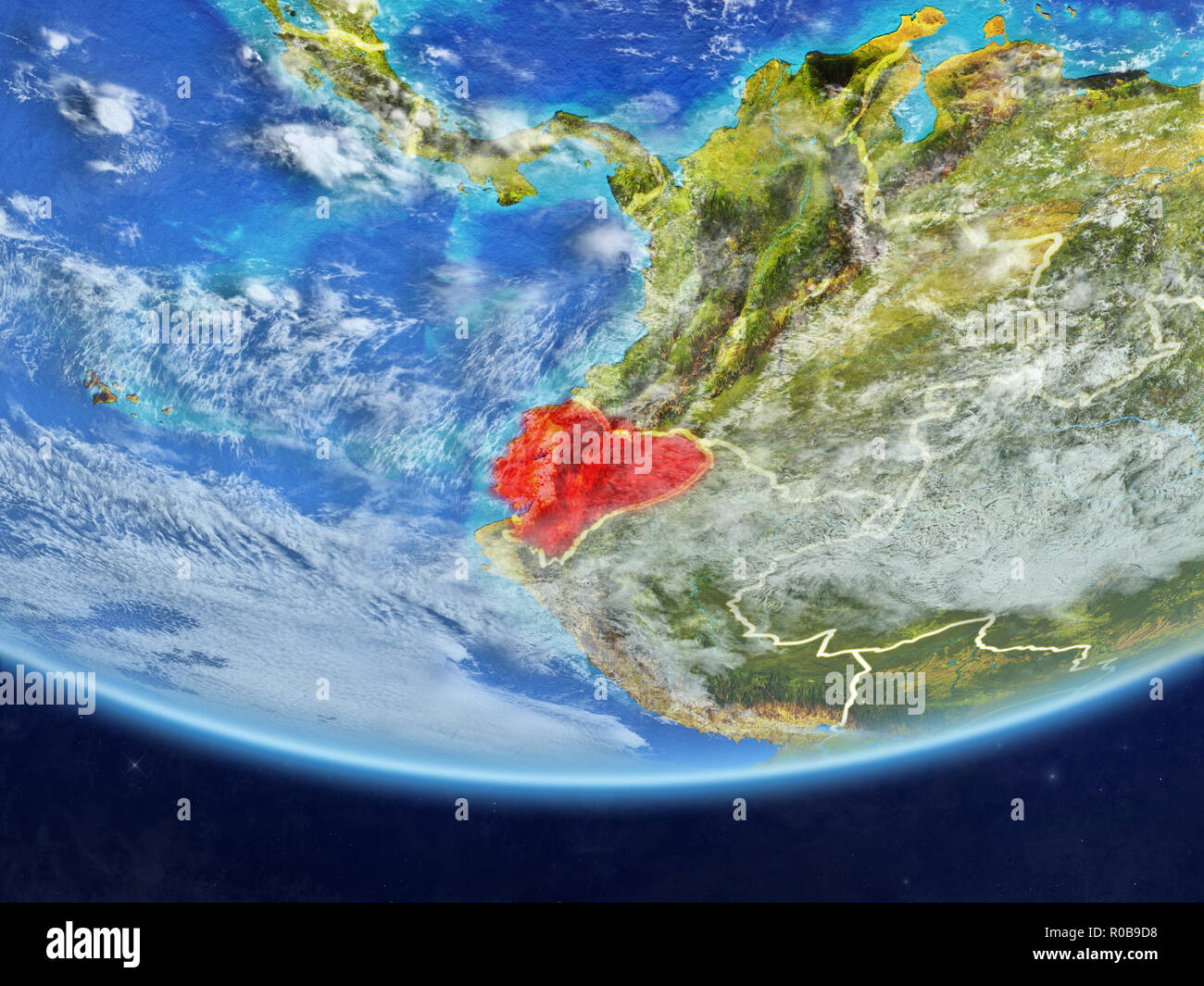 Ecuador on realistic model of planet Earth with country borders and ...